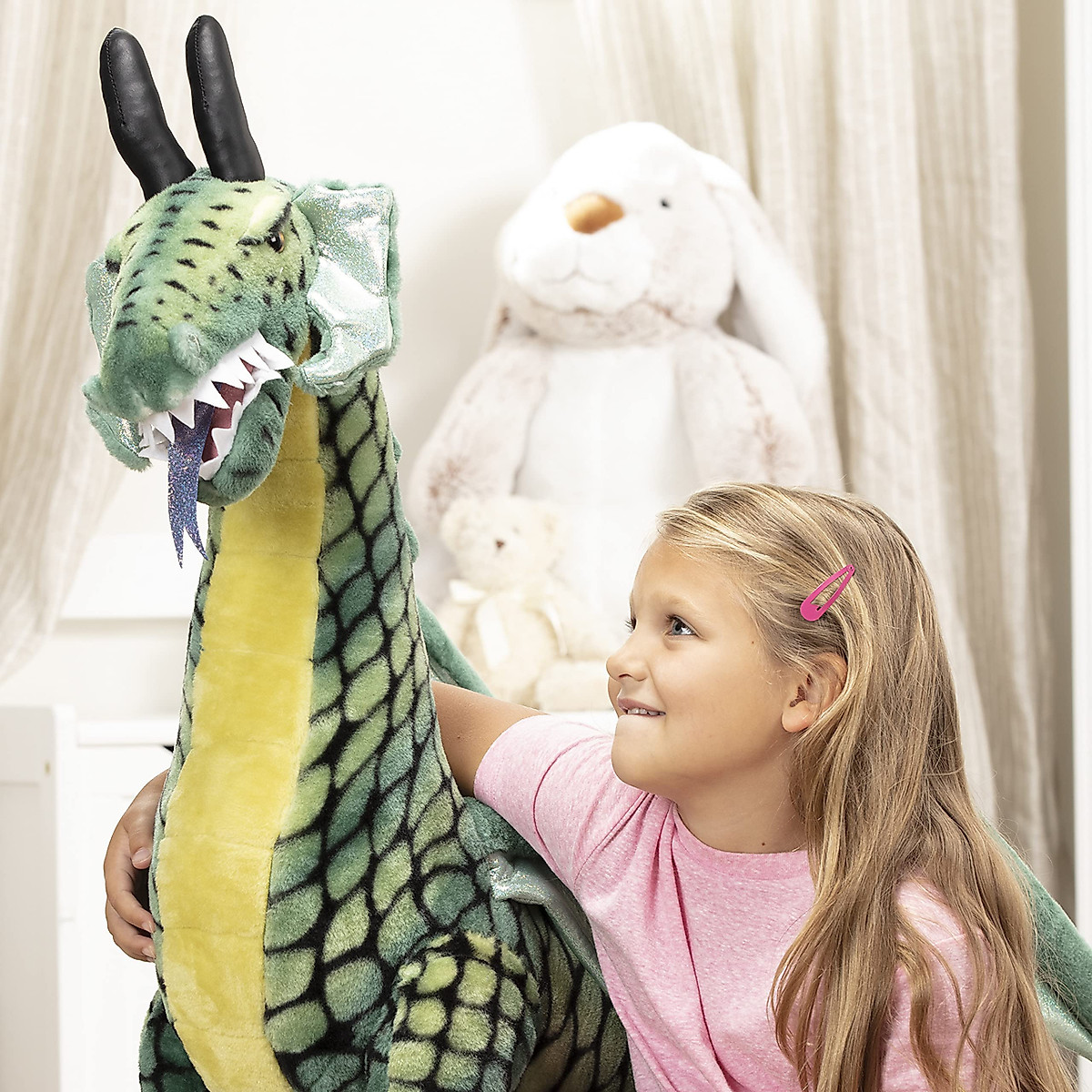 Melissa & Doug Lifelike Plush Giant Winged Dragon Stuffed Animal (36 x 40.5 x 16 in)