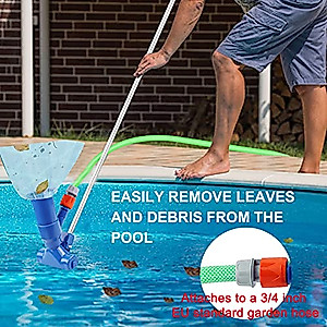 Andmax Pool Jet Vacuum Cleaner, Handheld Pool Leaf Vacuum with 5-Section Pole and Filter Bag, Pool Vacuum Brush, Ideal for Above Ground Pool Spa Pond Hot Tub & Fountains (No Garden Hose Included)