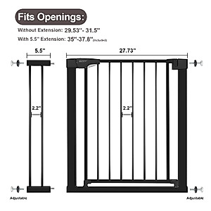 Walk Thru Baby Gates for Doorway and Stair, RONBEI Auto Close Pressure Mounted Wide Indoor Safety Gate for Opening 35''-37.8'' or 29.53''- 31.5'', Height 30", Ideal Barrier for Toddler and Small Dogs