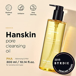 Hanskin Pore Cleansing Oil, Gentle Blackhead Cleanser and Makeup Remover for Sensitive Skin [PHA] (10.14 oz)