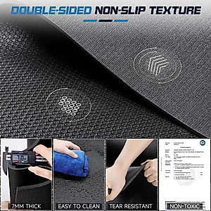 Exercise Mat - Rengue 8'x6' Large Exercise Mat Thick 7mm, Extra Wide Workout Mat for Men and Women, High-Density Large Gym Mat, Fit for Home Workout, Plyo, Cardio, Jump Rope, Weights