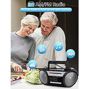 Cassette Player AM FM Radio Boombox: Retro Portable Cassette Tape Player and Recorder with Dual Stereo Speaker,Standard Earphone Jack,Cassette Boombox Powered by 4 D Cell Batteries Or AC Power