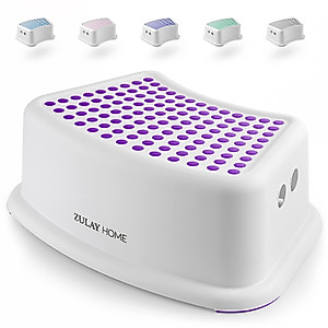Zulay Home Step Stools for Kids - Toddler Step Stool for Bathroom Sink with Anti-Slip Surface & Base - Kids Step Stool for Toddlers Potty Training, Kitchen, Living Room, Bedroom, Toy Room (Purple)