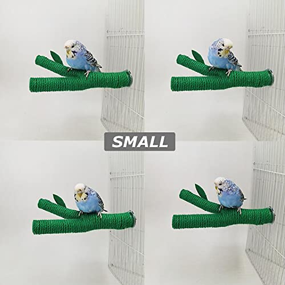 Bird Perch Stands Rope Parrot Standing Pole Wood Stick Grinding Paw Climbing Branch Trainig Toy Birdcage Accessories for Parakeets Cockatiels Lovebirds Conures Caique African Grey Finch (Small)