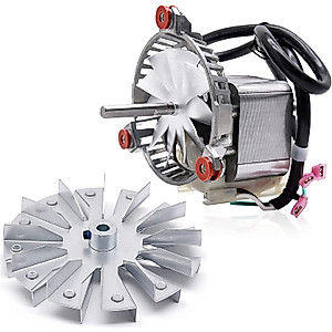 Criditpid Replacement 3-21-08639 Combustion Blower Motor for Harman P68, P43, P61, P61A, Accentra 52i, Advance, P38 Pellet Stoves, With 3-20-502221 Double Paddle Fan Blade.
