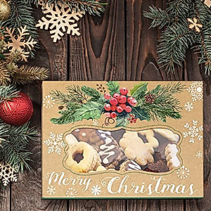 party funny 12 Christmas Cookie Boxes -Large Holiday Bakery Food Container for Gift Giving with 80 Count Christmas Foil Gift Stickers