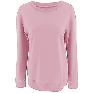 Orchidays Womens Casual Crewneck Sweatshirts Long Sleeve Cute Tunic Tops Loose Fitting Pullovers (Pink,XX-Large,Adult,Female,US,Alpha,XX-Large,Regular,Regular)