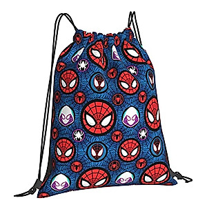 OUOUO Cool Superheros Drawstring Backpack Gym Bag Waterproof Training Gymsack Sport Strap Pack for Girls Boys Teens, Blue