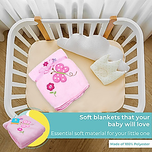 Spasilk Plush Blanket, Thick 2 Ply Blanket With Satin Trim, Baby Blanket, Pink Butterfly