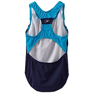 Speedo Girl's Swimsuit One Piece Infinity Splice Thick Strap Deep Water, 14