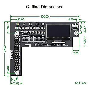XYGStudy Environment Sensors Module for Jetson Nano 2GB and B01 I2C Bus with 1.3inch OLED Display to Collect Temperature Humidity/Air Pressure/Ambient Light Intensity/VOC/IR Ray/UV etc.