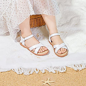 Otter MOMO Girls Sandals Open Toe Princess Flat Sandals with Ruffle Size 7 Summer Sandals