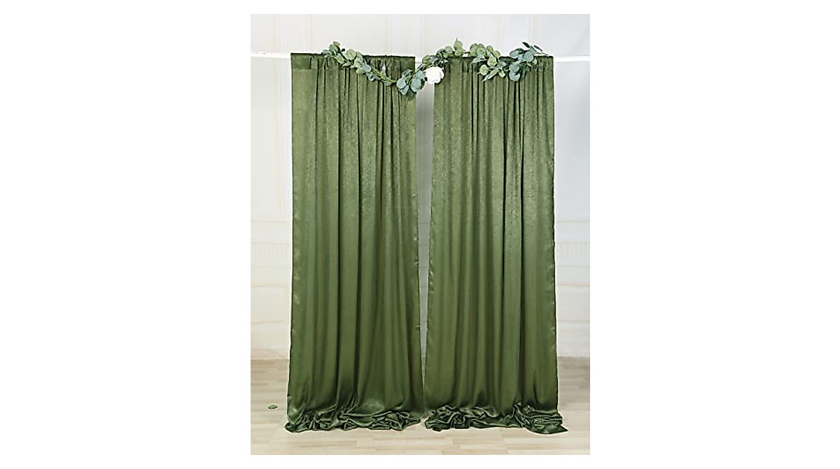 Elegant Olive Green Satin Wedding Backdrop Drapes - 9.6x10ft