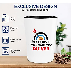 Archery Shot Glass 1.5oz - My curves willmake you - Archery Shot Trainer Crossbow Bow Hunting Arrow