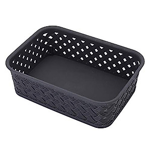 Bekith 9-Pack Small Plastic Storage Basket, Woven Basket Bin for Closet Organization, De-Clutter, Accessories, Toys, Cleaning Products, 7.7" x 5.4" x 2.4"