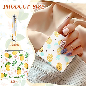Vicenpal Compact Mirrors Small Pocket Mirror Fruit Design Mini Magnifying Portable Makeup Compact Mirror Pu Leather Double Sided Pocket Mirror for Women Girls Mother Kids Gift (6 Pcs)