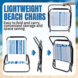 Leitee 2 Pack Low Beach Chairs for Adults Folding Beach Chair Backpack Camping Chair Portable Lightweight Foldable Sand Chair Compact Heavy Duty Aluminum Water Resistant Outdoor Lawn BBQ Beach Travel