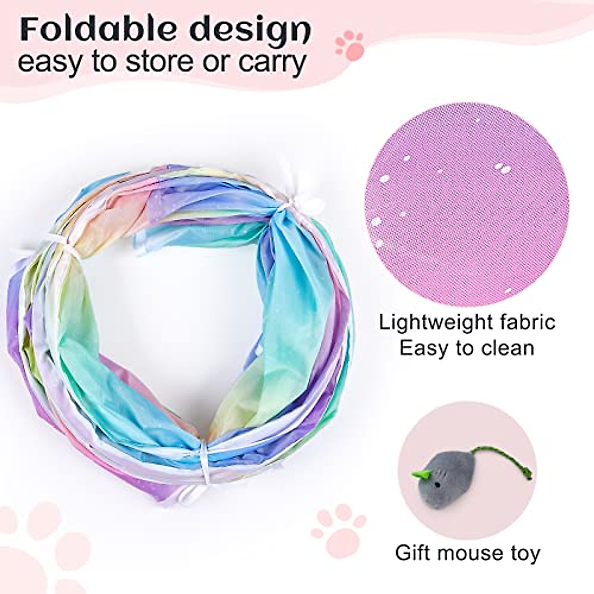 pickyNproud Cat Tunnel, S-Shape Cat Tunnels for Indoor Cats Foldable Cat Toys Cute Cat Tube with Mouse Toy Pet Cat Stuff