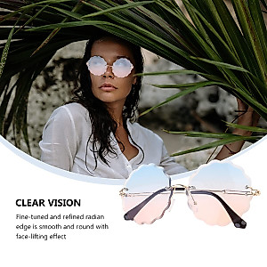 NUOBESTY 1pc Sunglasses Circle Glasses Fashion Glasses for Women Stylish Eyeglasses Circle Mirrored Hipster Round Glasses Stylish Glasses for Women Resin Decorate The Flowers Miss