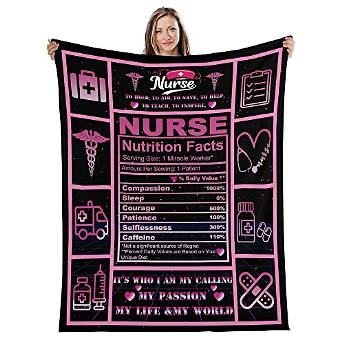 Nurse Blanket Gift for Women, Nurse Birthday Gift Lightweight Microfiber Throw Blanket for Living Room Couch Chair Bed Sofa Office 50x40i