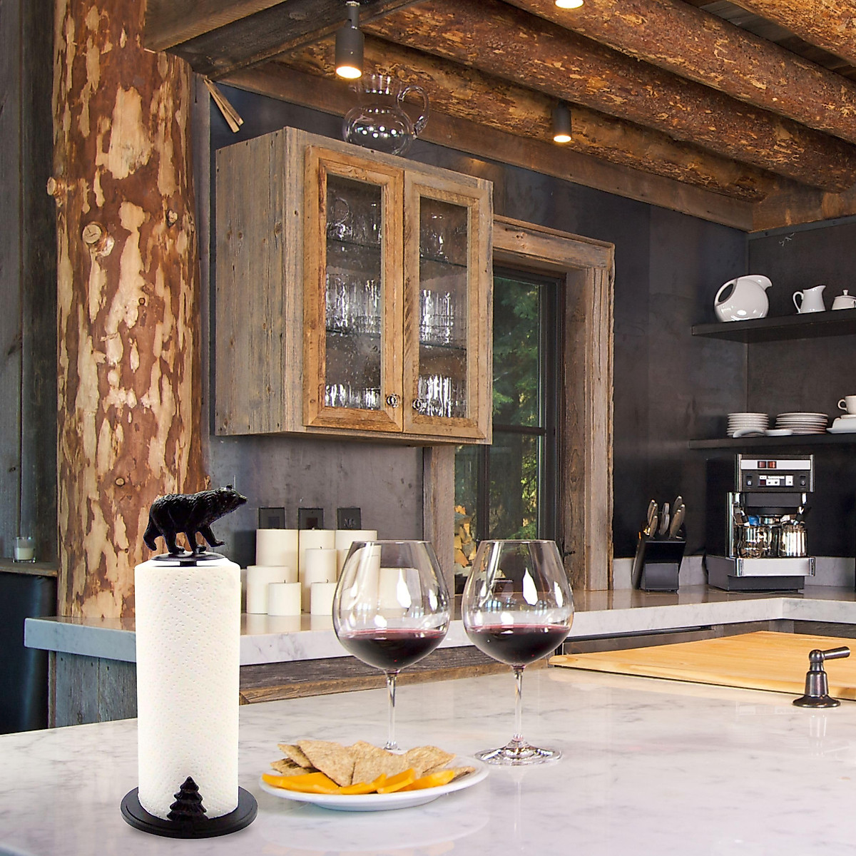 Bear Metal Paper Towel Holder Cabin Lodge Rustic Style