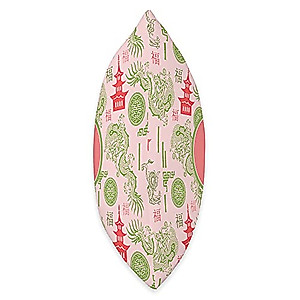 Chinoiserie Pattern Gifts by Southerngal Personalized 'M' Chinoiserie Chinese Dragon Pink Green Throw Pillow, 18x18, Multicolor