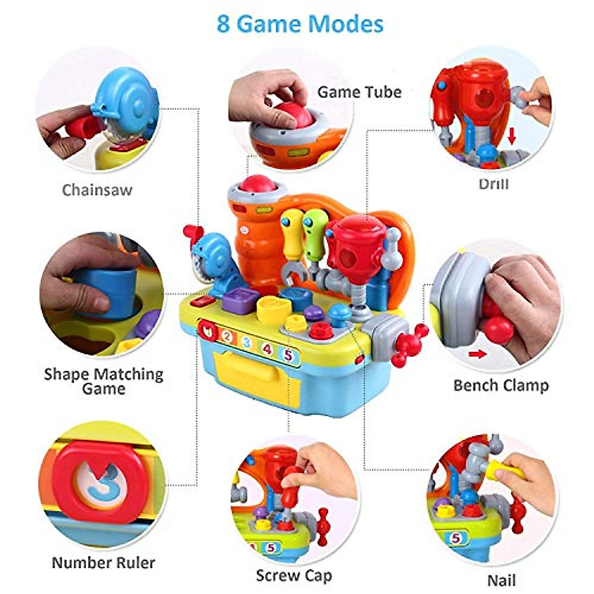 Woby Multifunctional Musical Learning Tool Workbench Toy Set for Kids with Shape Sorter Tools