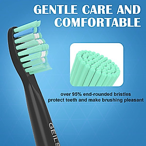 Toothbrush Heads for FairyWill, Replacement Brush Heads for Fairy Will, Electric Toothbrush Replacement Heads for Fairywill FW-507/508/551/515/917/959, FW-D1/D3/D7/D8, 10 Pack, Black