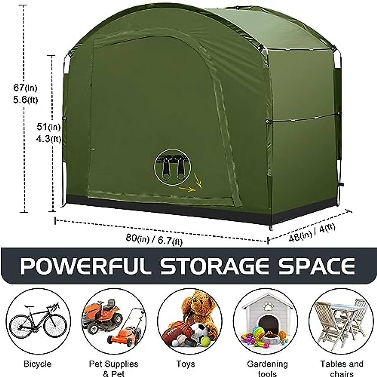 H&ZT Bike Storage Tent, Patio Bike Cover, for Bikes Lawn Storage Cover, Outdoor Storage Tent for Outside Patio Garden Backyard (Green)