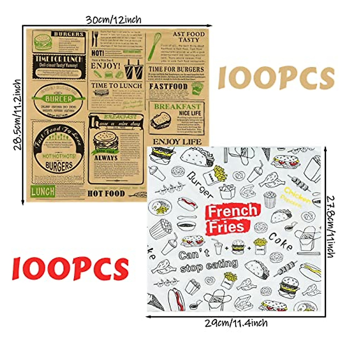 200 Sheets Deli Paper Sheets Paper,12x12 inch Newspaper Food Wrap Paper Grease Resistant Tray Liners,Waterproof Wrapping Food Picnic Paper for Home Kitchen Baking Hamburger Sandwich Food Basket