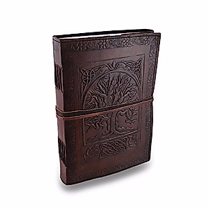 Leather Journal Diary Embossed Large Tree Notebook for Writing Leather Diary Handmade Leather Journal Gbag (T)