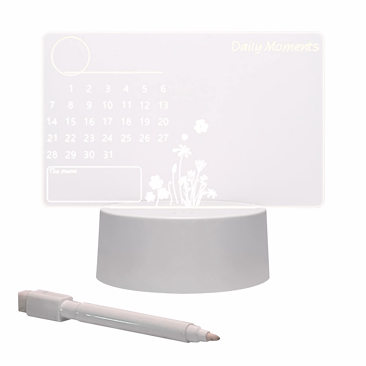 PONPRNGY Note Lamp Write On - Acrylic Dry Erase Board with Light, Creative Night Light with Message Board, LED Acrylic Memo Board with Pen, LED Letter Message Board for Office School Home (USB/B)