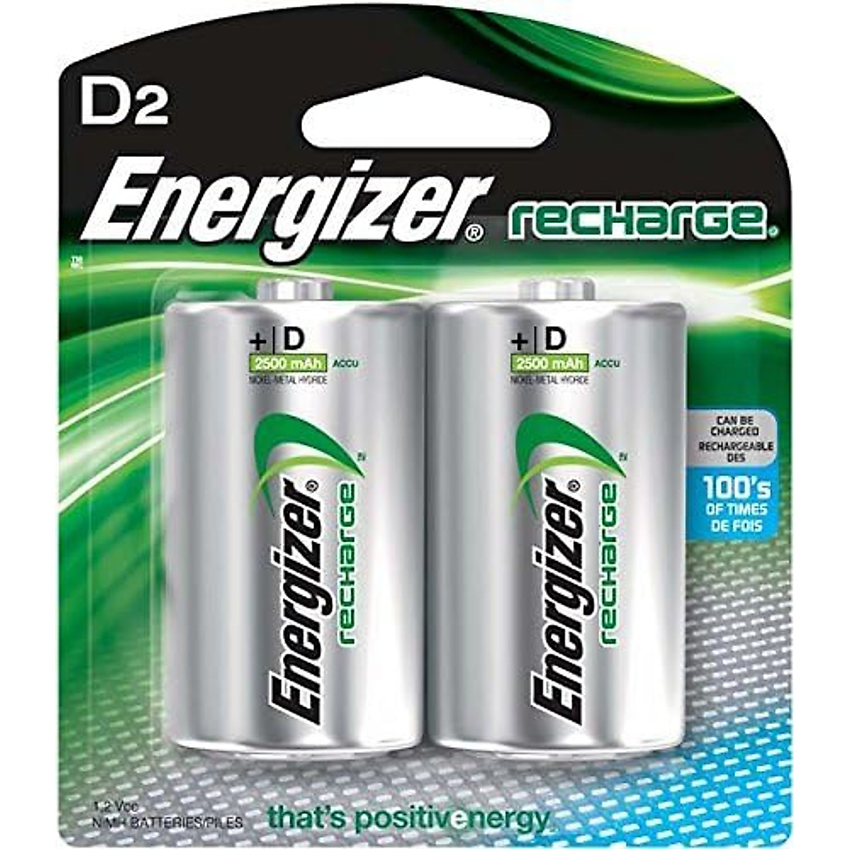 Energizer Rechargeable Batteries, D, 2-Count (Pack of 3 (2 ct each))