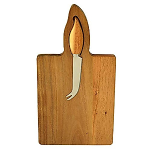 Picnic at Ascot Acacia Wood Cutting Board with built in Knife - Measures 11 x 6 Inches