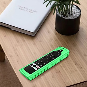 Fintie Silicone Case for Fire TV Stick 4K Max (2nd Gen)/Toshiba/Insignia/Pioneer/Fire TV 2-Series/4-Series/Omni Series TV Remote - Anti Slip Shockproof Cover for Alexa Voice Remote Enhanced,Green Glow