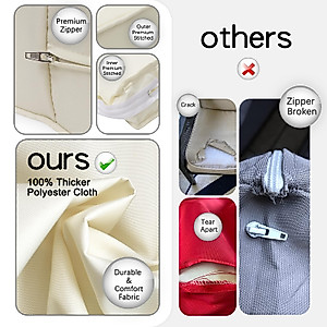 ClawsCover 12 Pack Outdoor Patio Seat and Back Cushions Replacement Covers Fit for 7Pieces 6-Seater Wicker Rattan Furniture Conversation Set Sectional Couch Chair,Cream-Include Cover Only