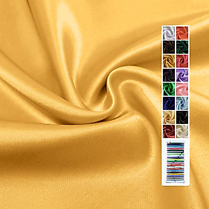 Gold Satin Fabric 60 Inch by 1 Yards Solid Silky Charmeuse Fabrics for Wedding Decoration Table Cover DIY Dress Fashion Backdrop Crafts Support