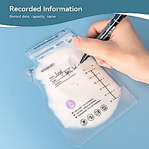 KISSBOBO Breastmilk Storage Bag,Temperature Sensing Feature Breastfeeding Essentials Breast Milk Storage Bags for Freezer, Ready-to-Use,Self-Standing,BPA Free, with Pour Spout 60 Count,6 Ounce