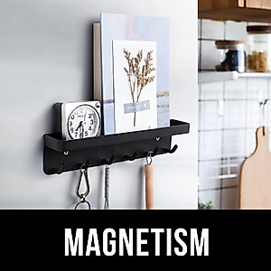 Generic Decorative Key and Leash Holder for Wall Black 6 Pcs Key Hook with Shelf Stainless Steel Wall Mount Mail Holder and House Key Holder Modern Key Holder for Home Improvements