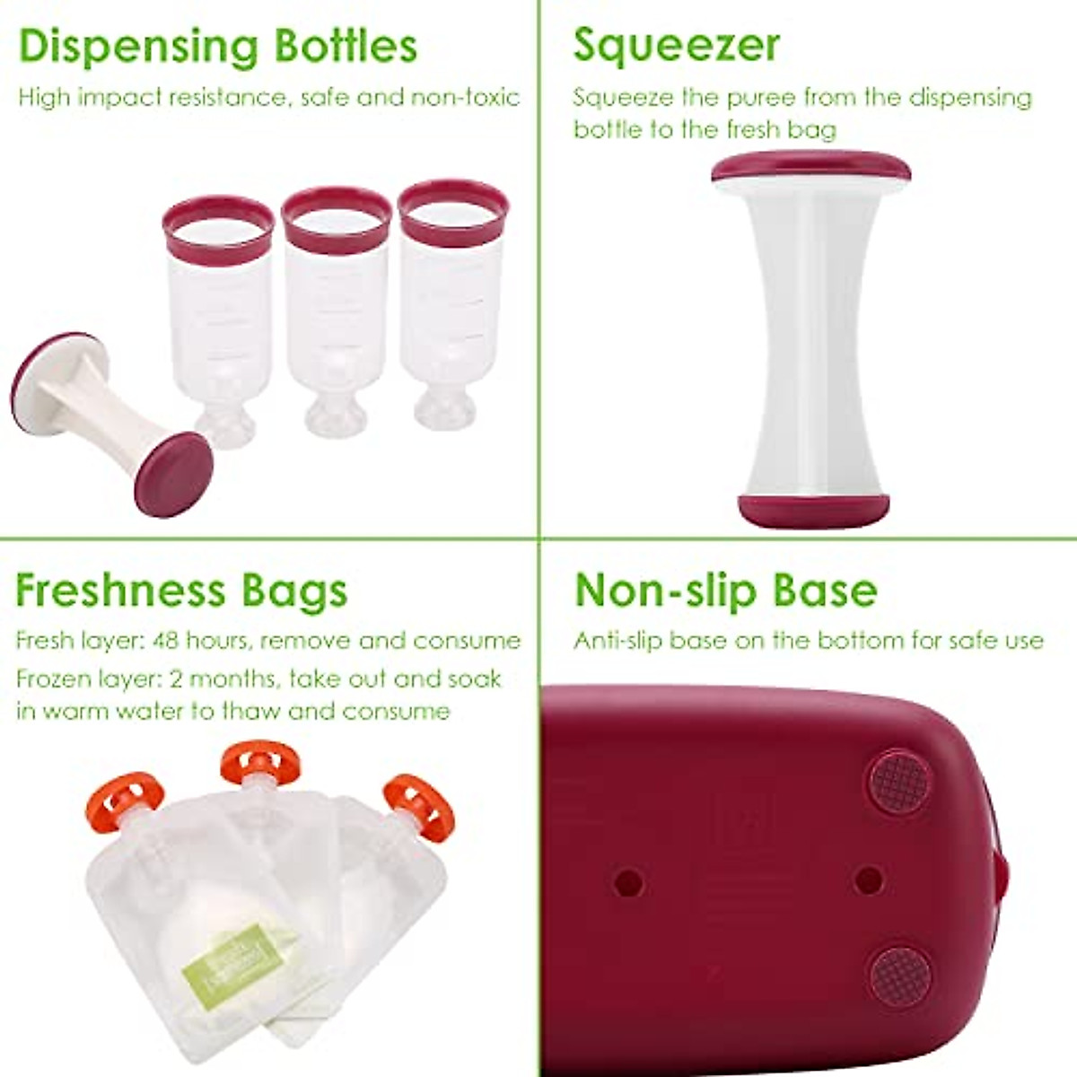 OhhGo Squeeze Station Homemade Infant Baby Fresh Fruit Juice Food Maker with Storage Bags 8.26"x8.66"x3.54"