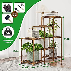 GENTINGBRO Plant Stand Indoor Outdoor Wood Plant Shelf for Multiple Plants Corner Plant Rack Window Flower Stand for Garden Patio