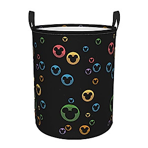 Cute Large Laundry Basket fit Cartoon Character R8 Durable Waterproof Portable with Handle for Bedroom Laundry Room collapsible laundry baskets Round Dirty Storage Clothes Basket Circular hampers - M