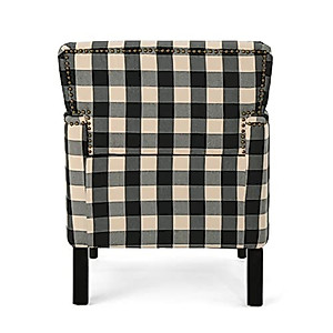 Christopher Knight Home Evete Tufted Fabric Club Chair, Black Checkerboard