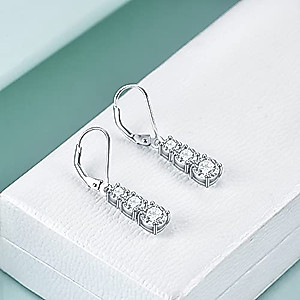 925 Sterling Silver Cubic Zirconia Leverback Drop Earrings Cz Dangle Earrings for Women