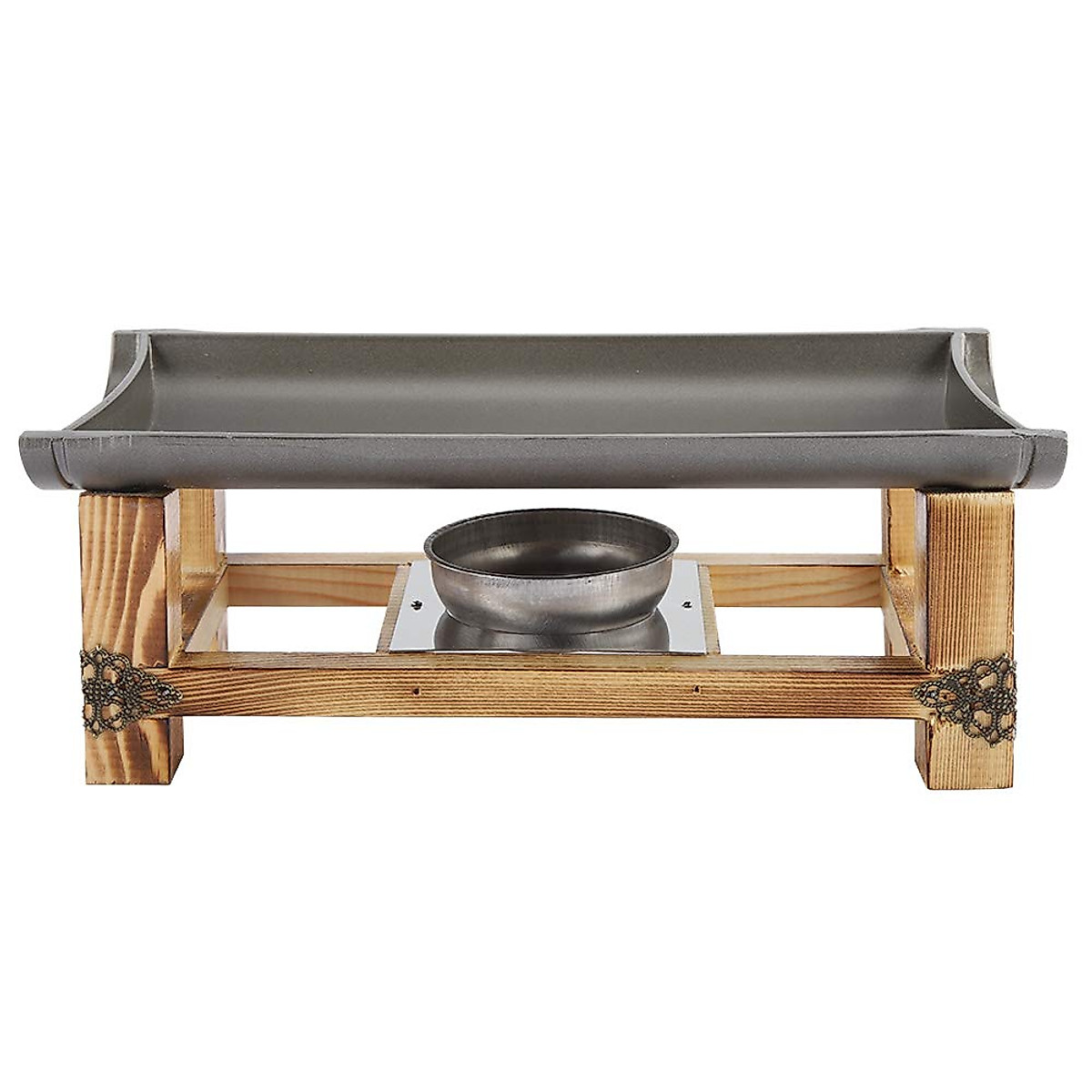 Grill Plate Non Stick Barbecue Plate Picnic Pan Cookware With Portable Stove Aluminum and Wooden Frame BBQ Griddle for Home or Hotel(30 cm)