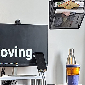 COSYAWN 3 Tier Wall File Organizer Hanging paper Folder, Metal Wall Mount File Holder with Label Panel, Black