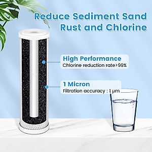 Vortopt 1 Micron 2.5" x 10" Whole House CTO Carbon Sediment Water Filter System - Replacement Cartridge for Any Standard RO Unit - Compatible with Dupont WFPFC8002, WFPFC9001, FXWTC, SCWH-5, 2 Pack