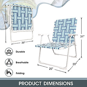 GREZJXC Beach Chair 2-Set,Camping Chairs Webbed Portable Lawn Chair Outdoor lounge Chair Portable Dining Chairs with Armrests for Camping
