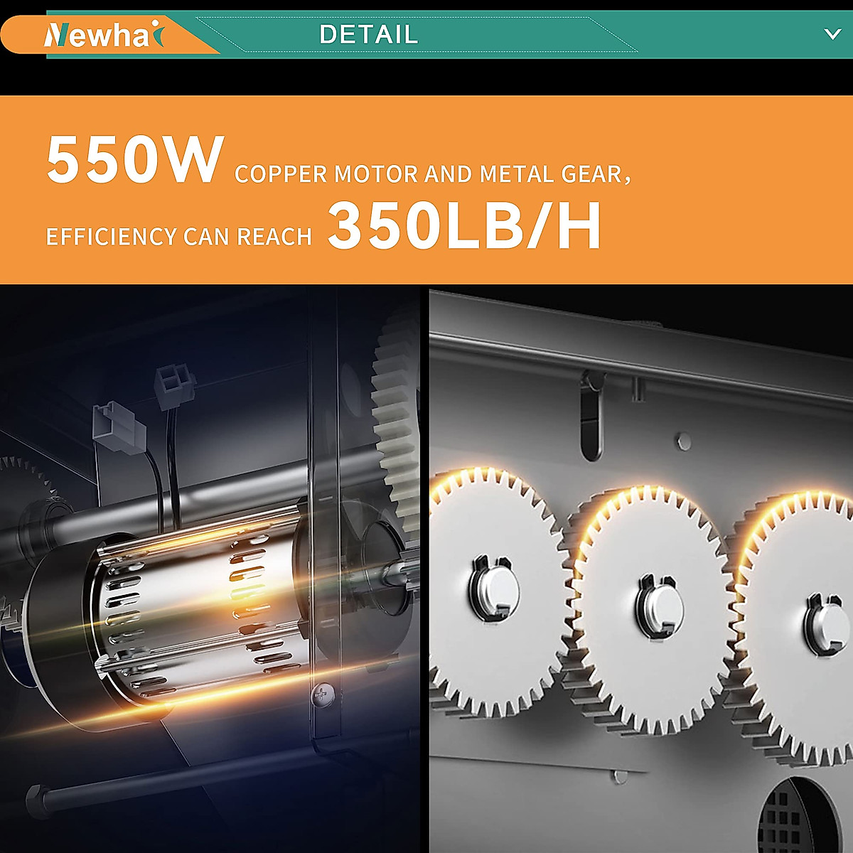 Newhai Upgraded Meat Cutter Machine, Commercial 5mm Electric Meat Slicer, Stainless Steel 350lb/h, for Slices Strips Cubes (Meat thickness: 5mm)