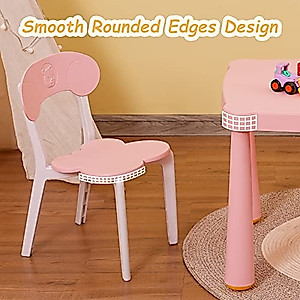 Domi Kids Table and Chair Set, 3 Pieces Enlarged Plastic Toddler Desk and Chairs for Arts & Crafts, Snack Time, Reading, Home, Daycare, Playroom, Kindergarten, Preschool, Girls Children's Day Gift